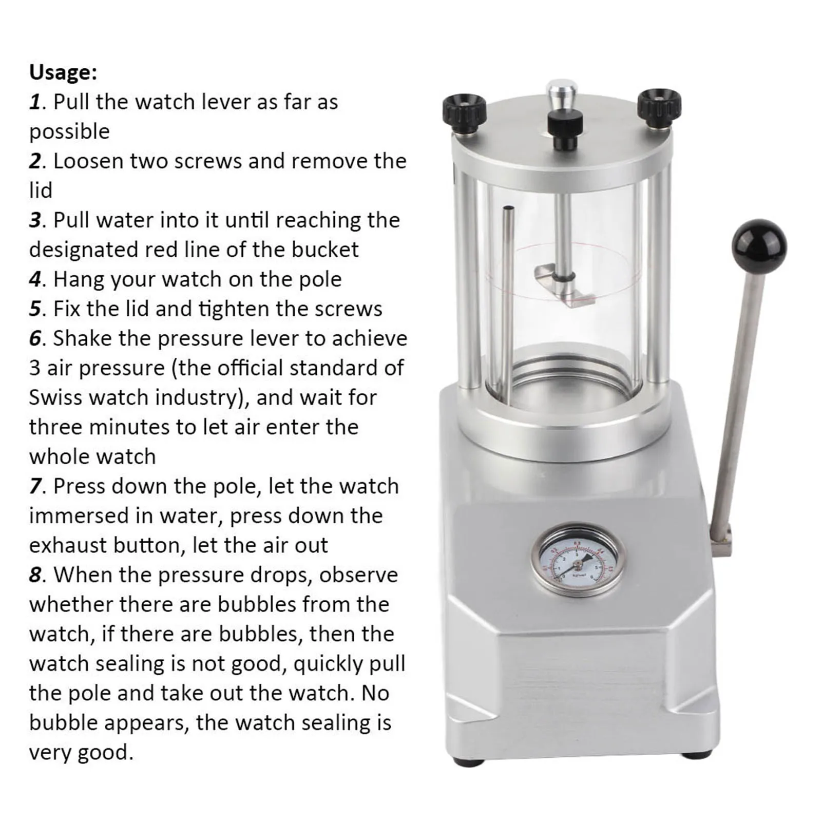 Watch Water Resistant Tester Tool 6 ATM 2 Watches Case Resistance ...