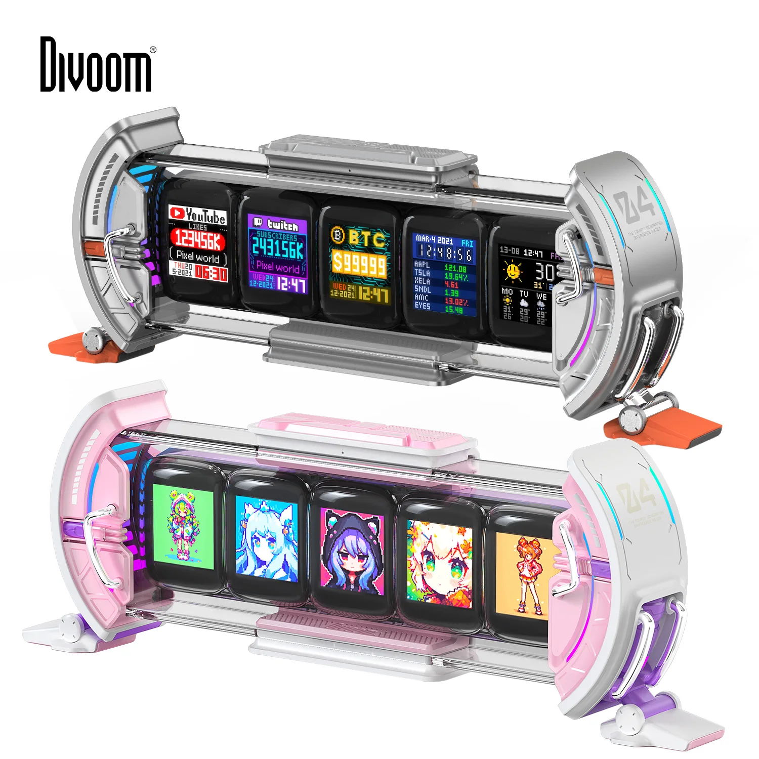 Divoom-Times-Gate-Cyberpunk-Gaming-Setup-Digital-Pixel-Art-Clock-with ...