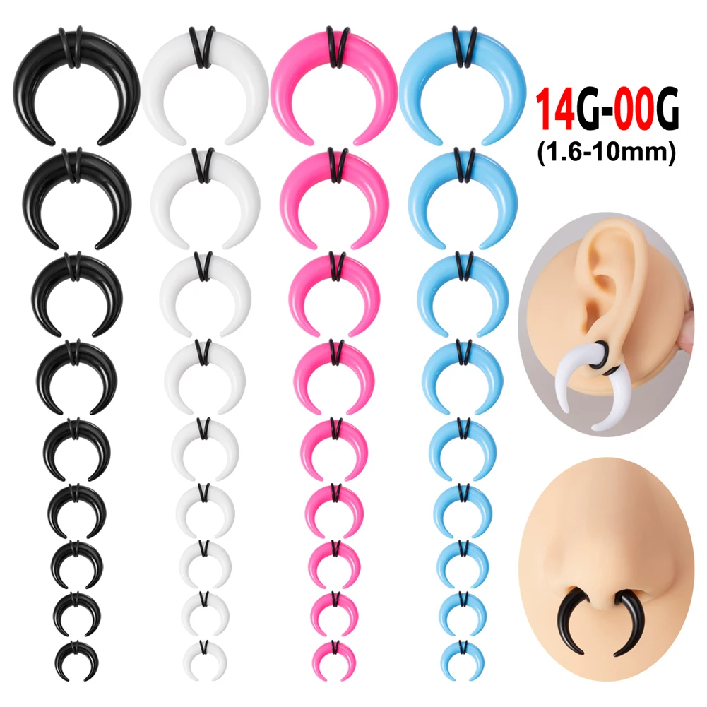 2Pcs-Punk-Acrylic-Spiral-Buffalo-Horn-Taper-Tunnel-Ear-Stretcher ...