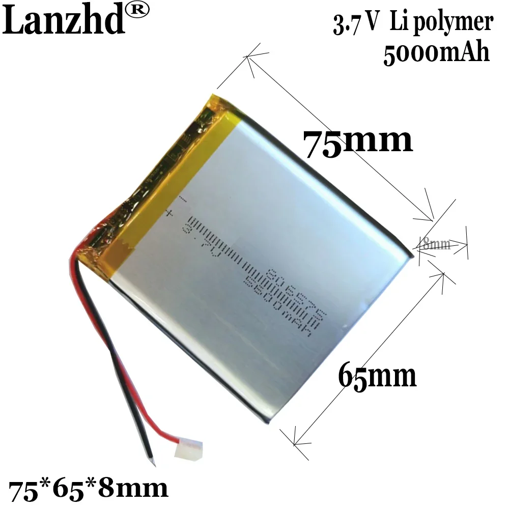 Rechargeable-5000mAh-Li-Po-Battery-806575-li-ion-Lipo-cells-Lithium-Li ...