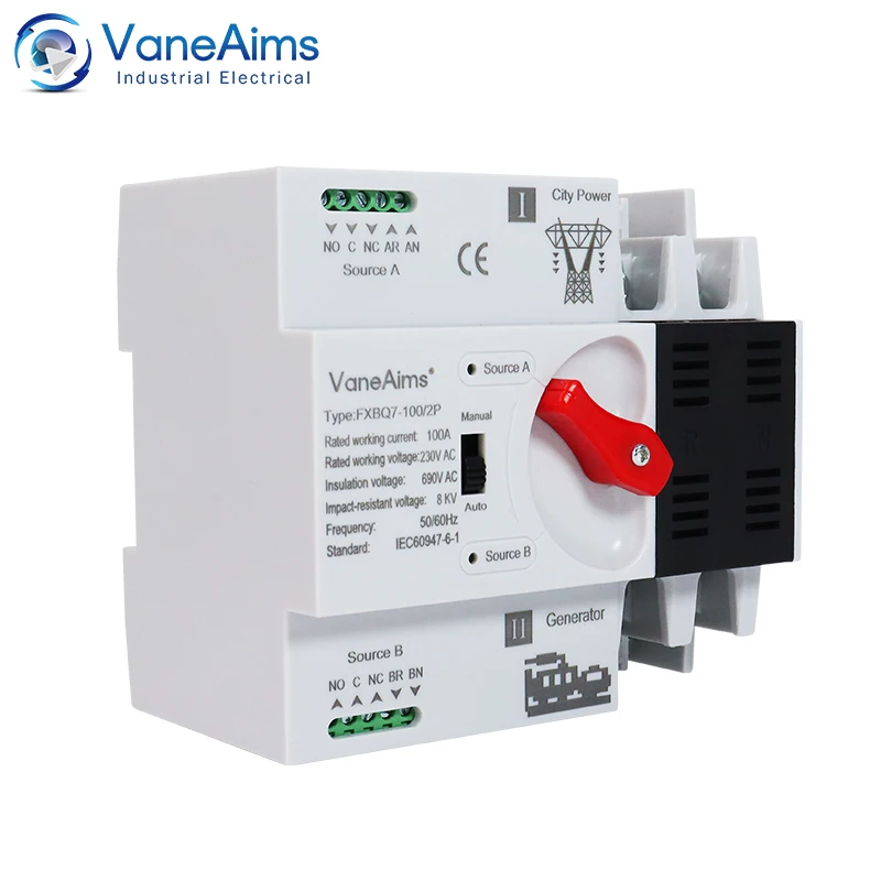 Auto Change Over Switch 220V ATS Din Rail Automatic Transfer Switch 2P ...