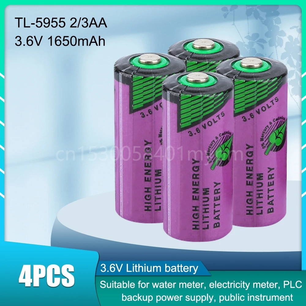 4pcs 3.6v 1650mah Tl-5955 Sl-761 14335 2/3aa Lithium Battery For Plc ...
