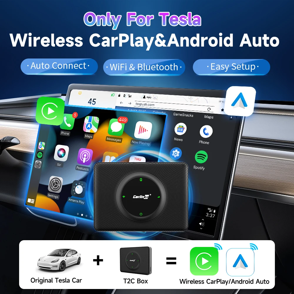 CarlinKit Wireless Android Auto & CarPlay For Tesla Model 3 Model Y X S ...