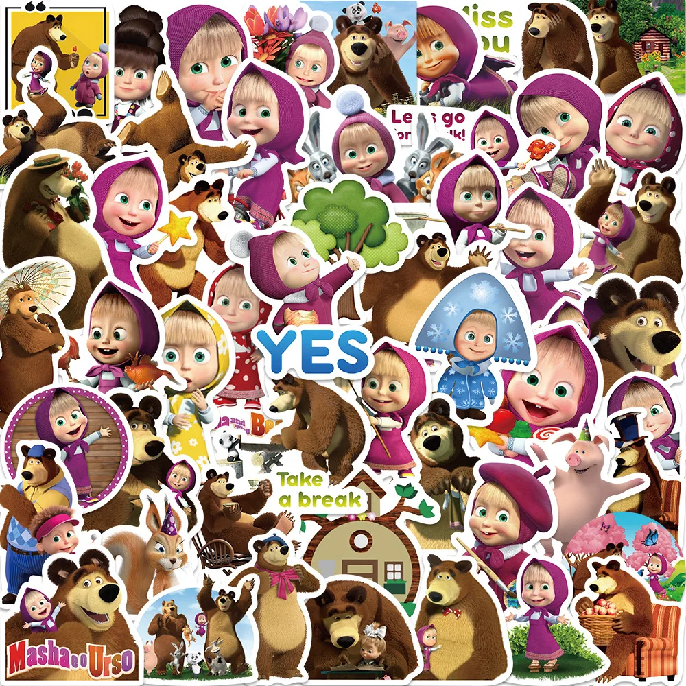 Cartoon-Anime-Masha-and-The-Bear-Stickers-For-Car-Laptop-Phone ...