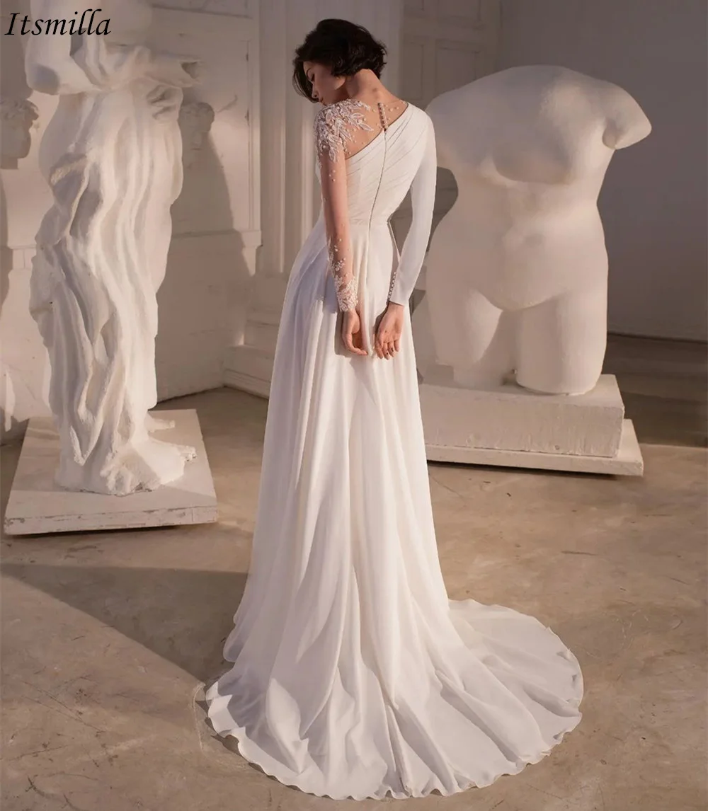Asymmetrical Neckline Wedding Dress