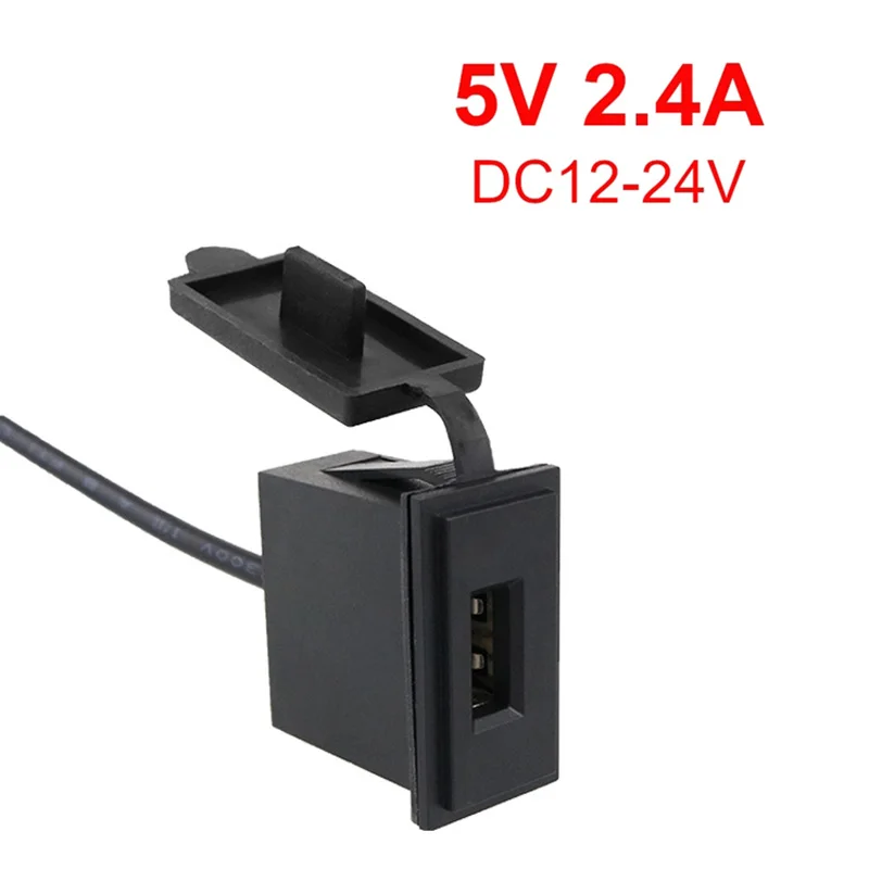12V/24V 단일 USB 자동차 충전기 소켓 5V 2.4A 전원 어댑터 오토바이 RV 보트 용 사각형 모양 방수 ...