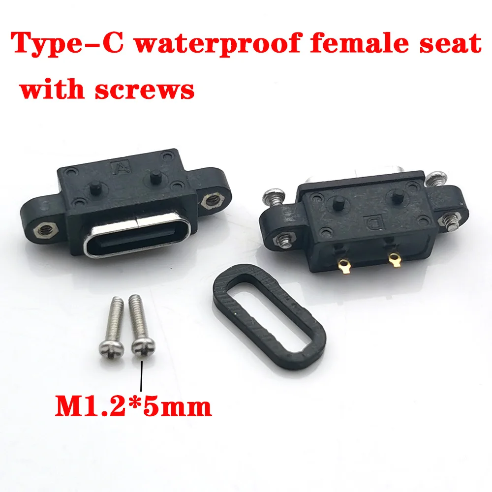 1-10pcs-Type-C-2-Pin-2P-Waterproof-Female-Socket-With-Screw-Hole-Fast ...