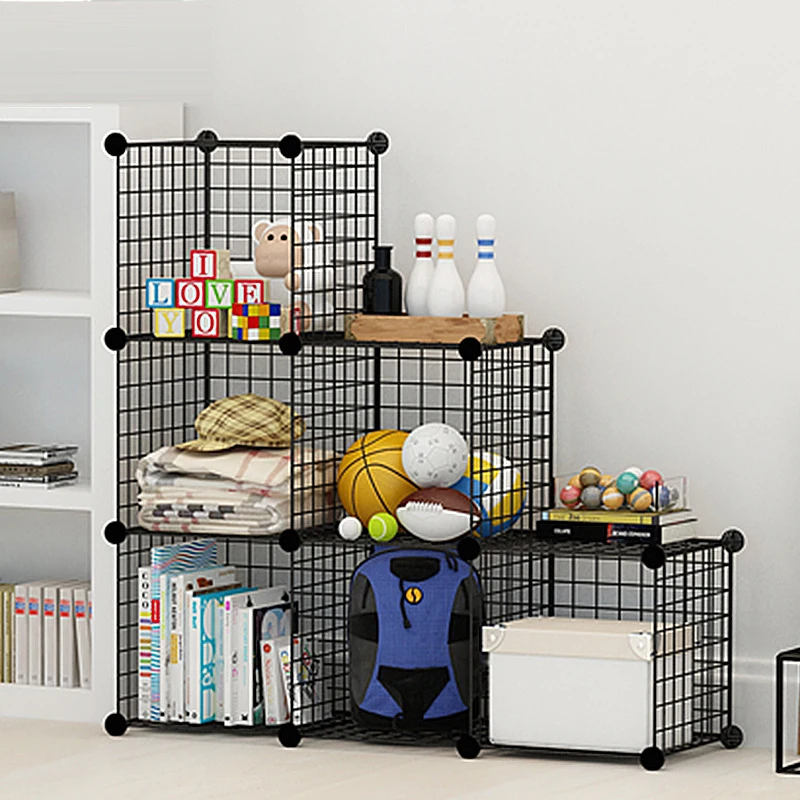 Multifunctional-Black-Metal-35x35cm-Mesh-Combination-Storage-DIY-Cube ...