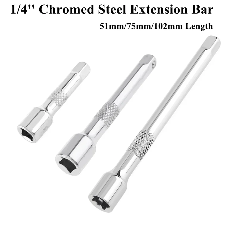 Socket-Ratchet-Wrench-Extension-Bar-1-4-Inch-51-75-102mm-Chromed-Steel ...