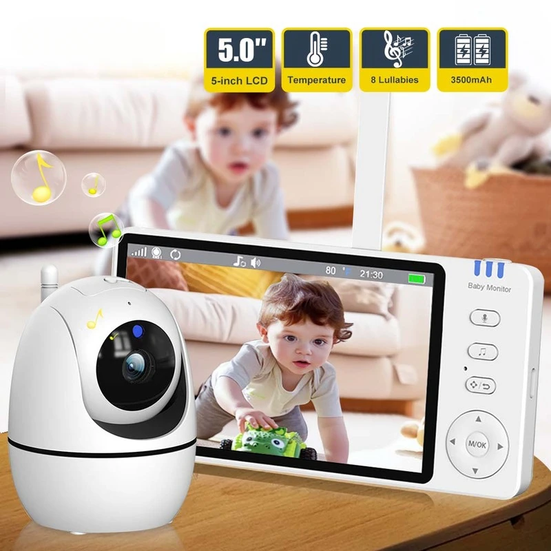 5 Inch Video Baby Monitor With Camera PTZ Zoom Babyphone Cam Security ...