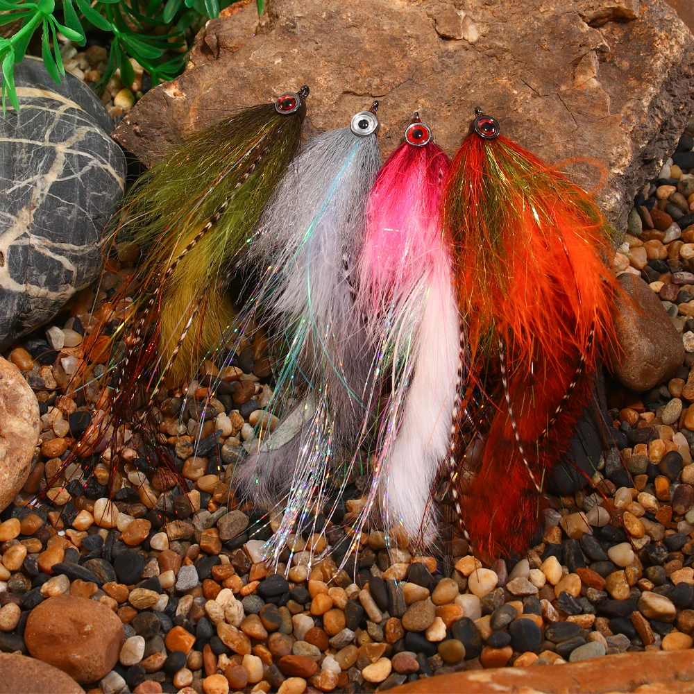 4Colors Big Articulated Streamer Fly Tying Fishing Lure 2Hooks Big Game ...