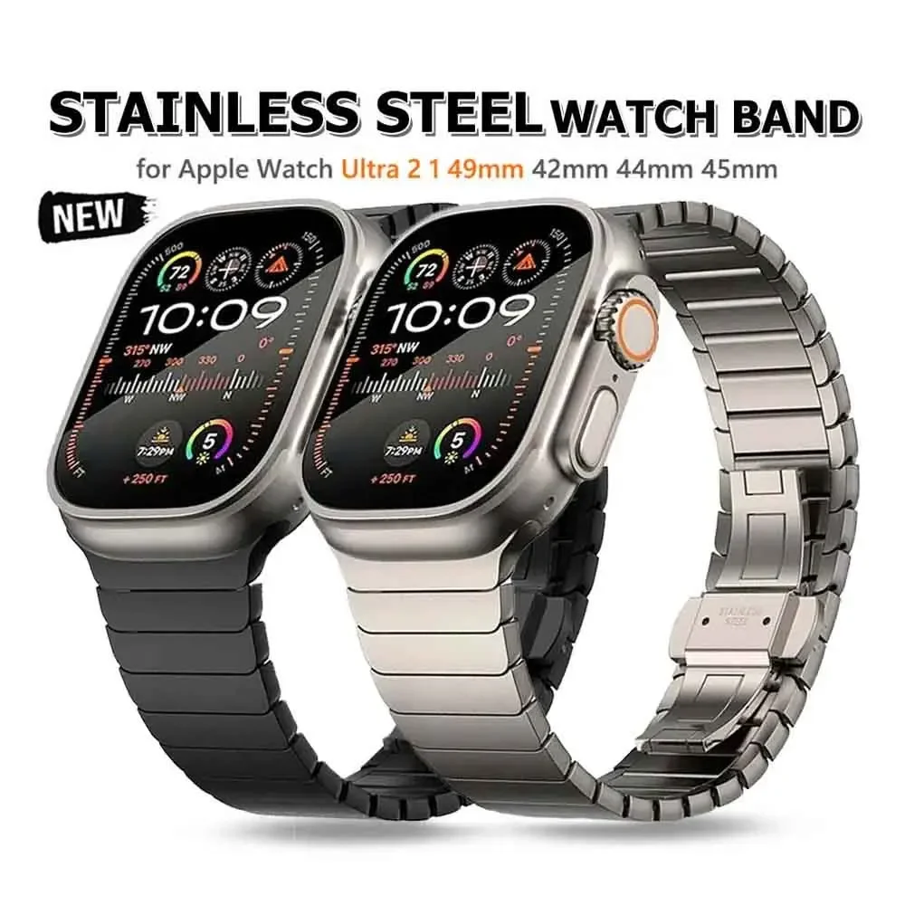 Link Bracelet Strap For Apple Watch Ultra 2 49mm Luxury Business Correa ...