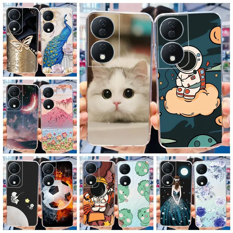 For Honor X7b Case 2023 New Fashion Painted Back Cover Clear Silicone ...