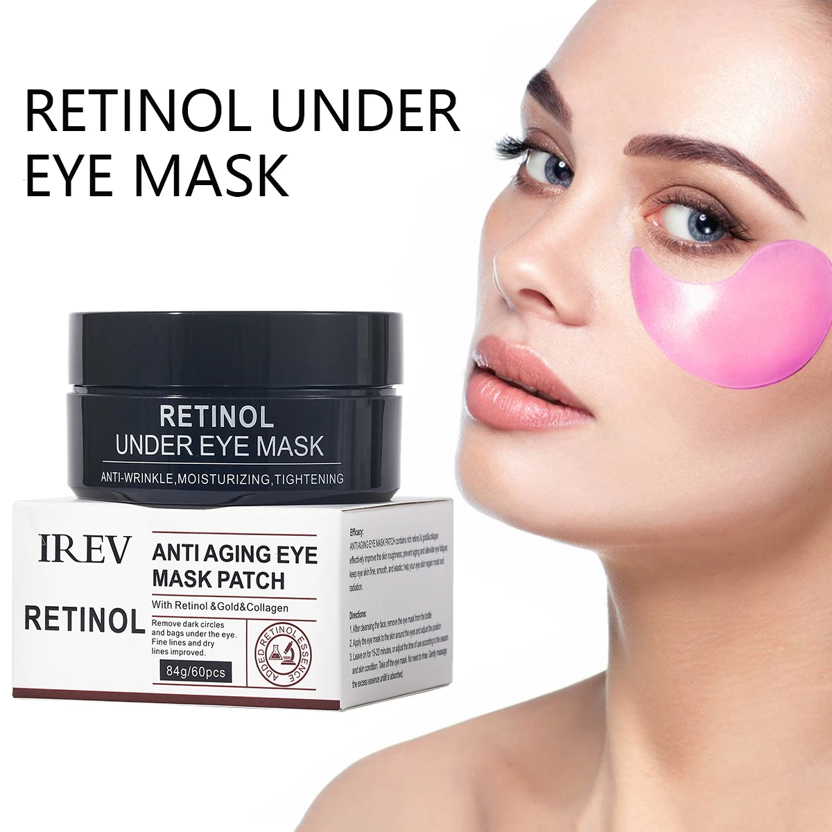 60PCS-IREV-Retinol-Eye-Mask-Patch-24K-Gold-Hyaluronic-Acid-Eye-Mask ...