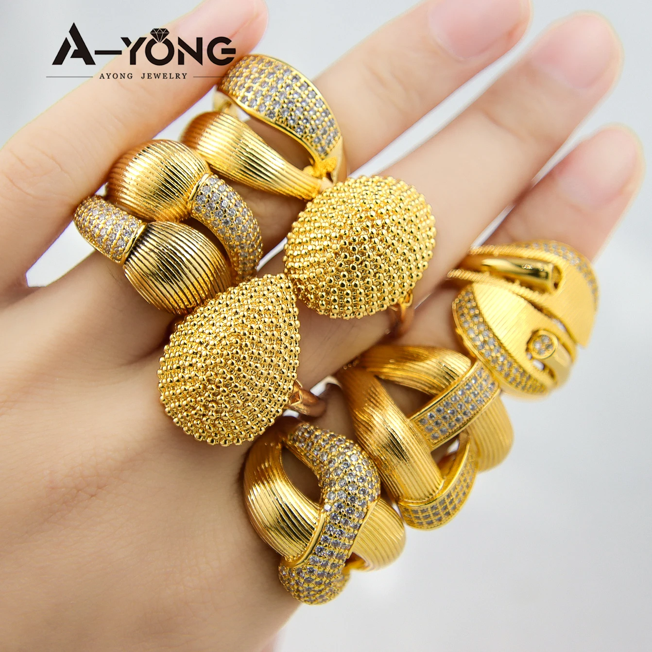Luxury-Saudi-Gold-Color-Big-Rings-21k-Gold-Plated-Fashion-Zircon ...