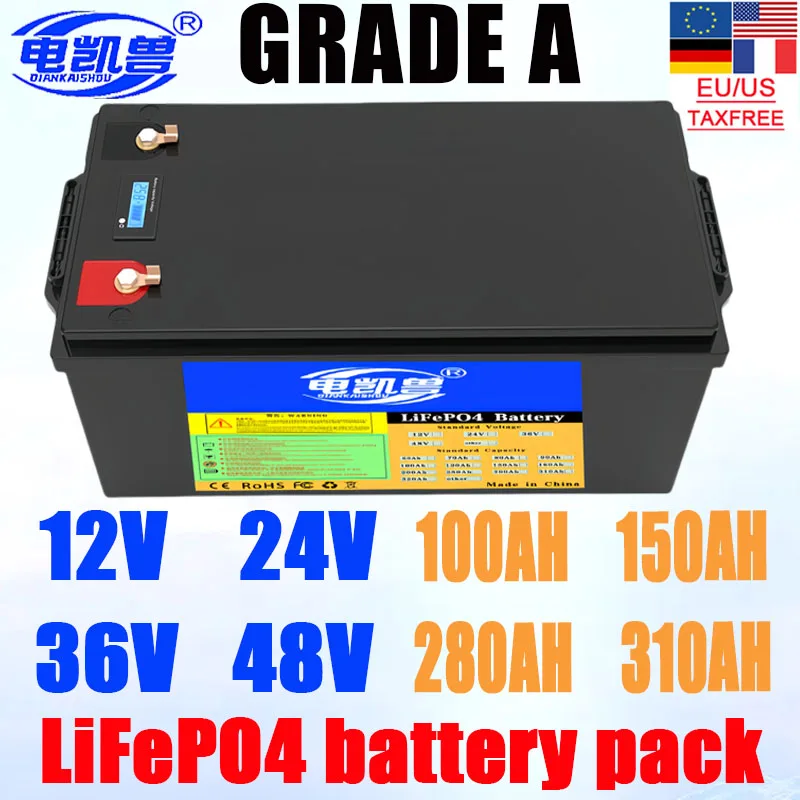 New-12V-24V-48V-310ah-200ah-150ah-100ah-Lifepo4-Battery-Pack-Lithium ...