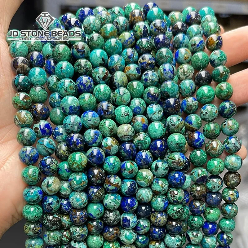 Wholesale-Genuine-5A-Natural-Azurite-Stone-Beads-Round-Loose-Spacer ...