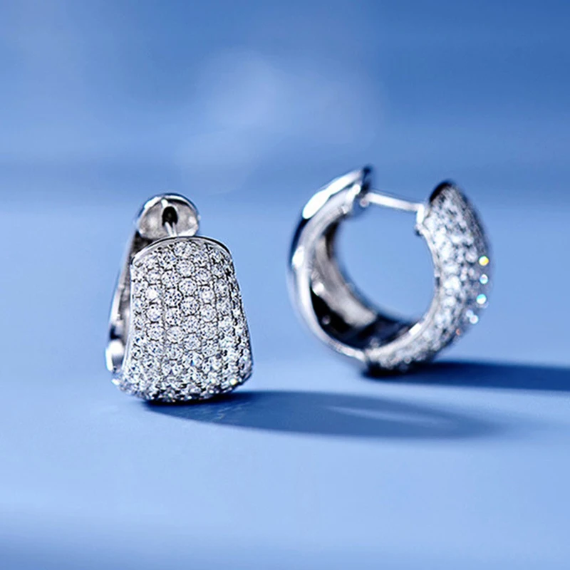 Huitan-Small-Circle-Earrings-with-Bling-Cubic-Zirconia-Silver-Color ...