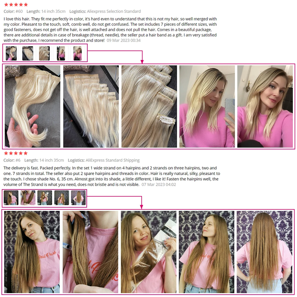 Clip On Human Hair Extensions 7pcs Set Brand Isheeny Hair Lk