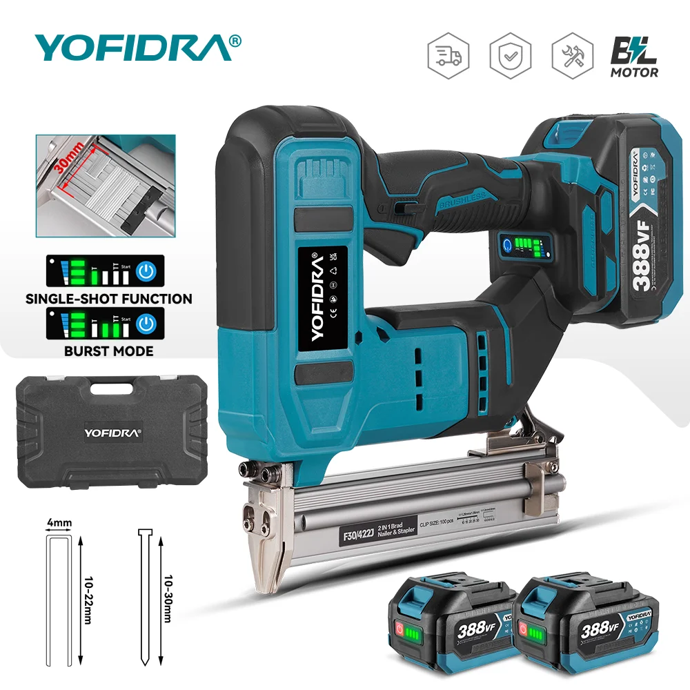 Brushless 30mm 2in1 Nailer/Stapler Gun Electric Nail Gun With 6000PCS ...
