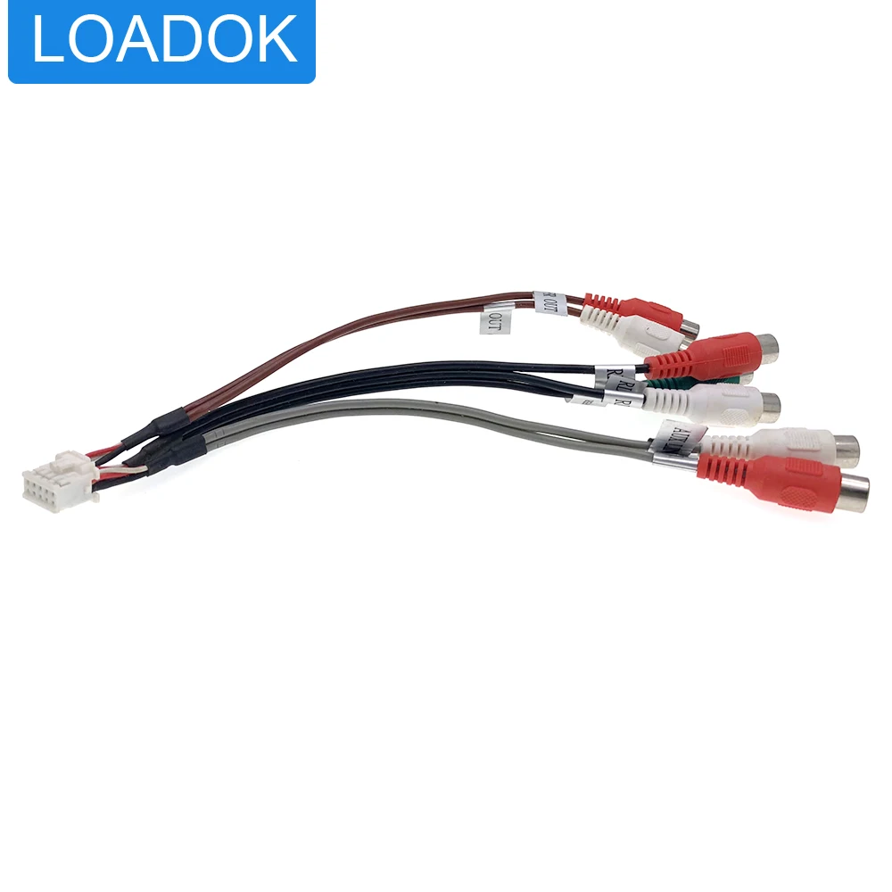 10 Pin Universal Car Radio 7 RCA Output Wire Harness Aux Input SUB ...