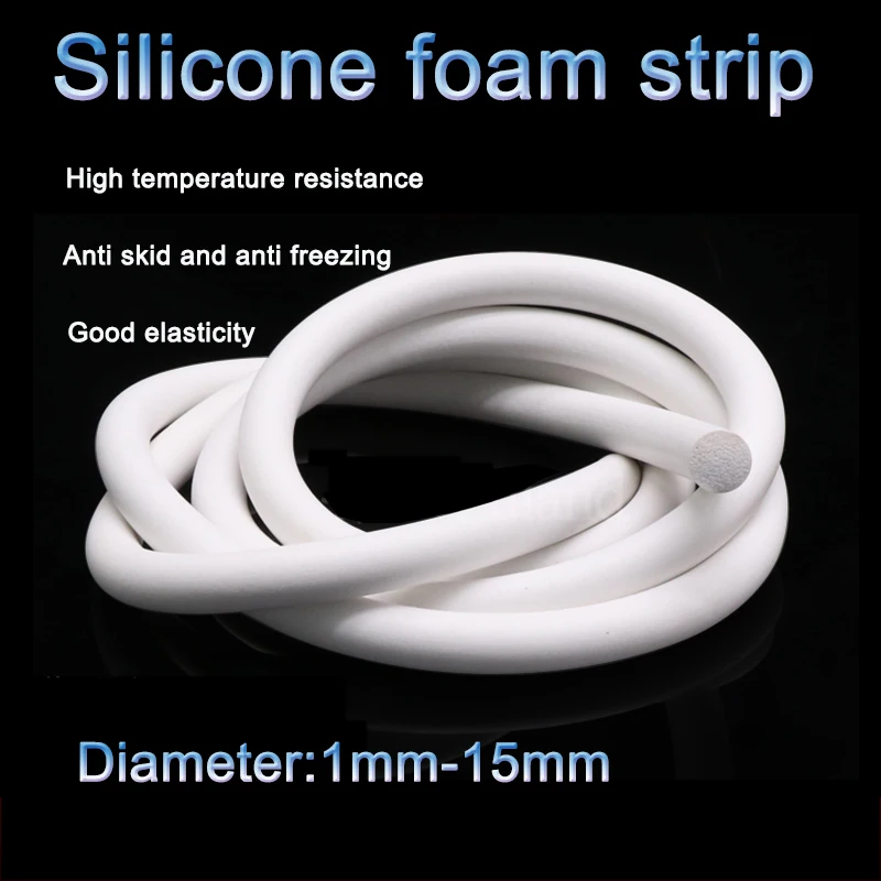 1-2-3Meters-Silicone-rubber-sponge-strip-White-Closed-Cell-Circular ...