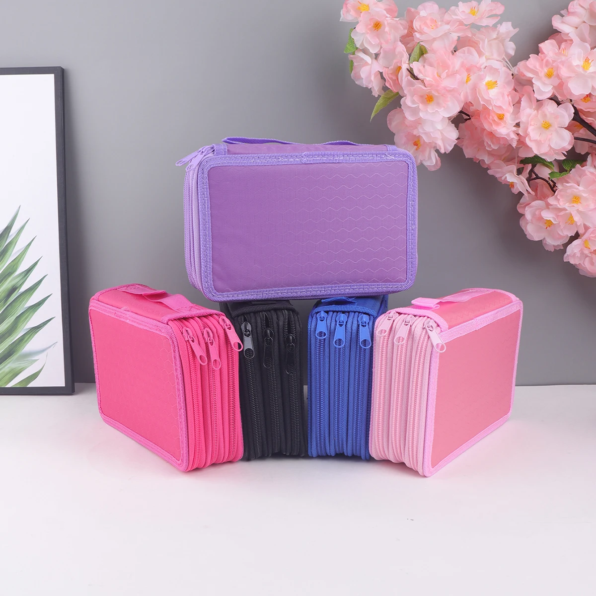 1 piece 3-layer handy pencil case, stylish large-capacity student ...