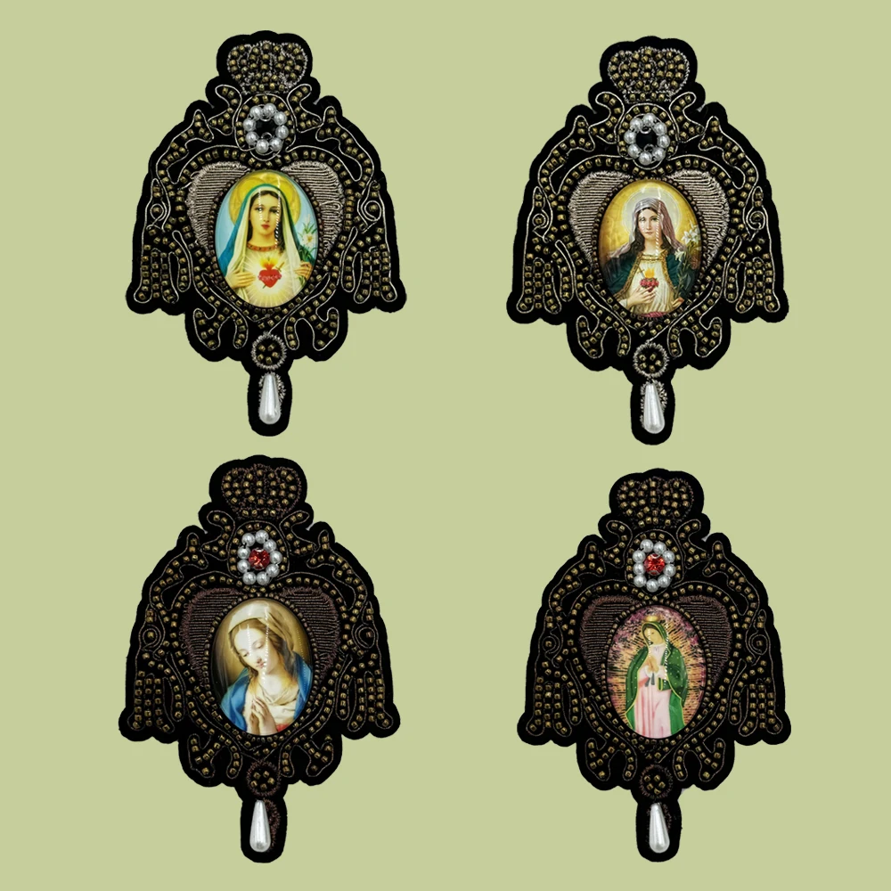 Creative-Arts-3D-Virgin-Mary-Embrioderied-Bead-string-Patches-Religion ...