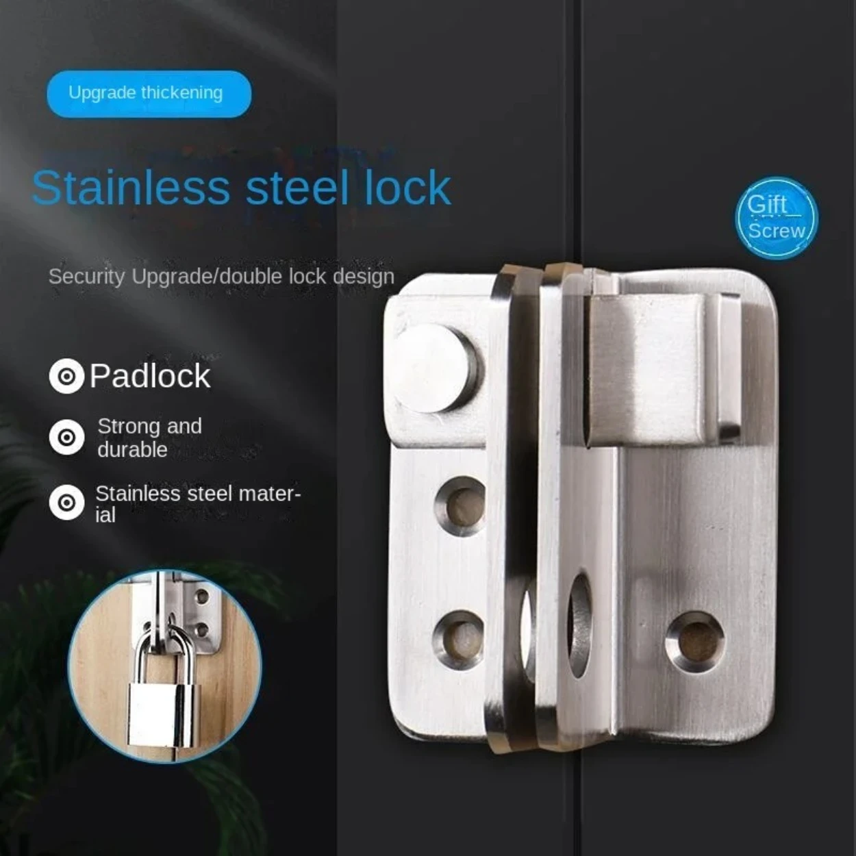 Stainless Steel Door Hasps Security Buckle Lock for Wooden Doors ...