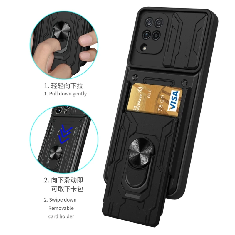 For Samsung Galaxy M12 M32 M33 Case Magnetic Ring Holder Armor Card ...