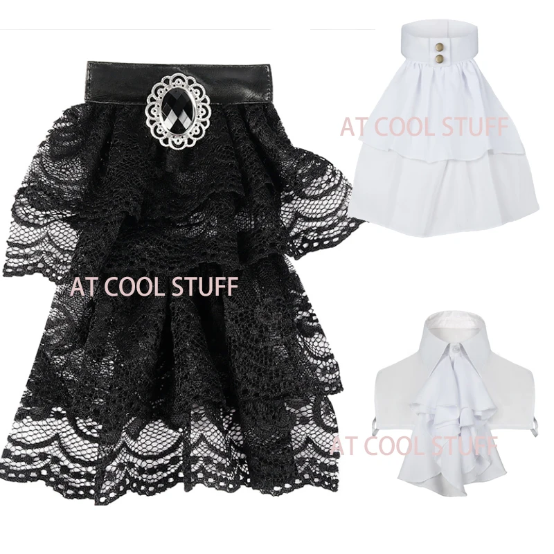 Men Women Black Lace Jabot Tie Neck Collar Victorian Costume Cravat ...