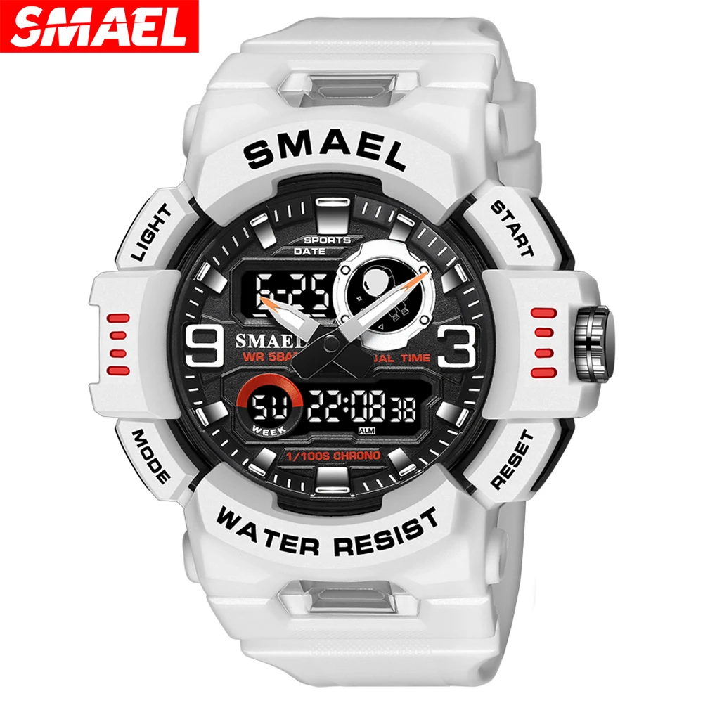 Smael Sport Watch For Men Led Light Alarm Digital Clock Dual Time ...