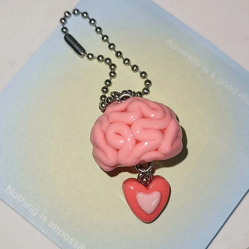 Creative Simulation Brain Love Keychain Bag Decoration Punk Halloween ...