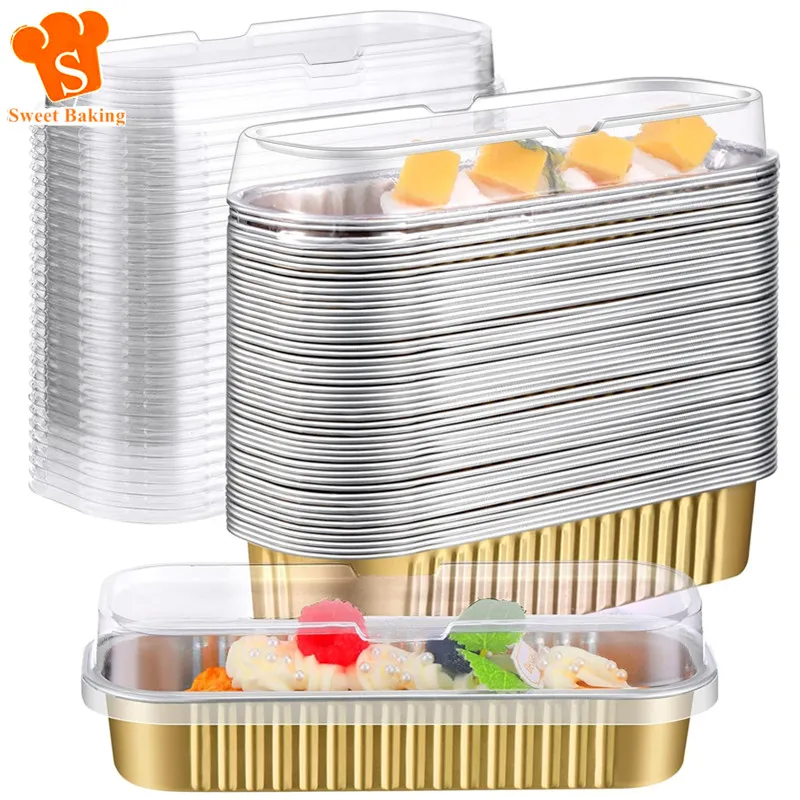 50Pcs-Rectangular-Baking-Cups-with-Lids-200ml-Aluminum-Foil-Ramekins ...