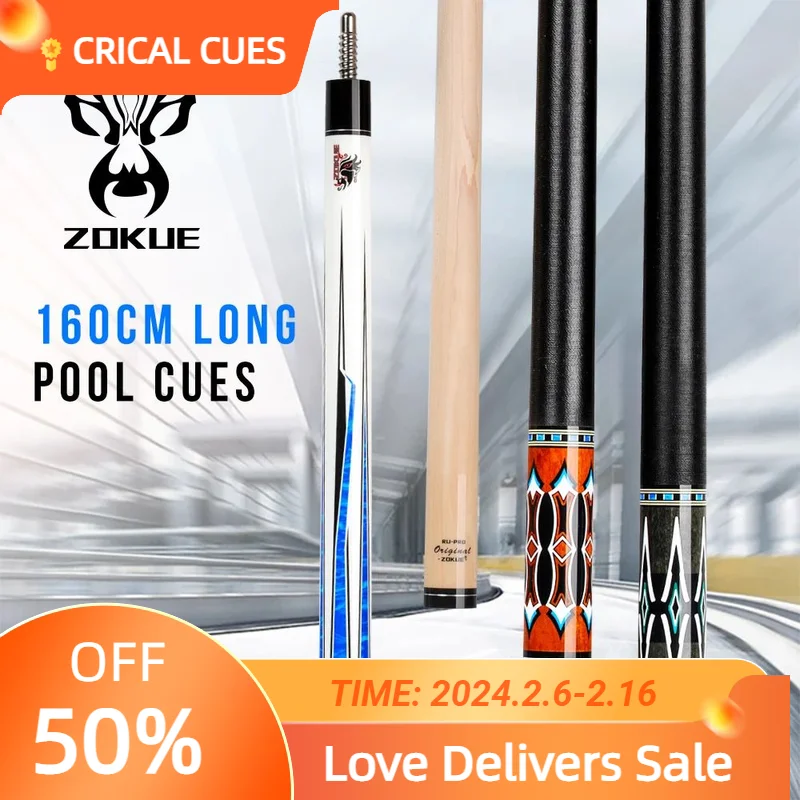 ZOKUE-Lengthened-Billiards-Stick-160cm-Length-12-75mm-Red-Tiger-Tip ...