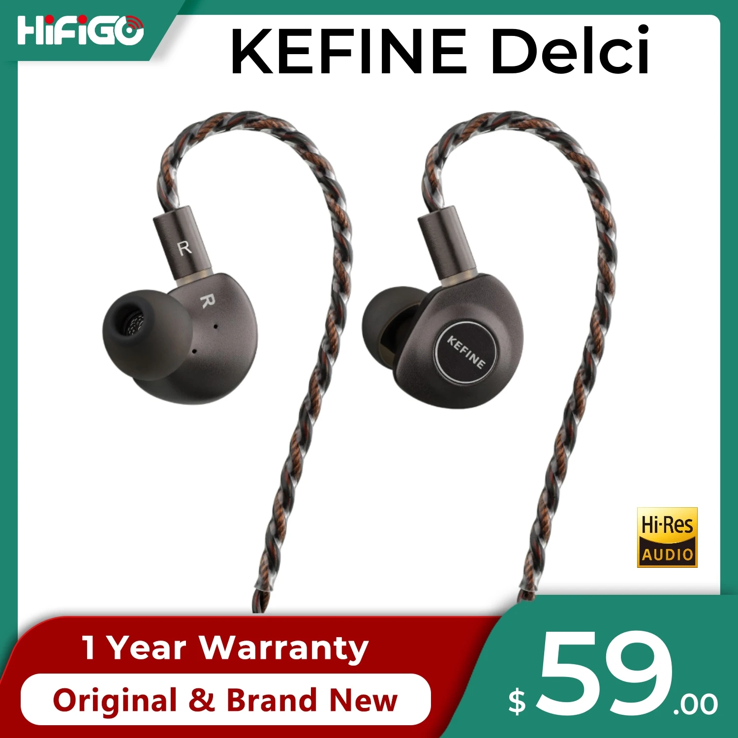 KEFINE Delci 10mm DLC + PU diyafram dinamik sürücü Hifi kablolu IEM ...
