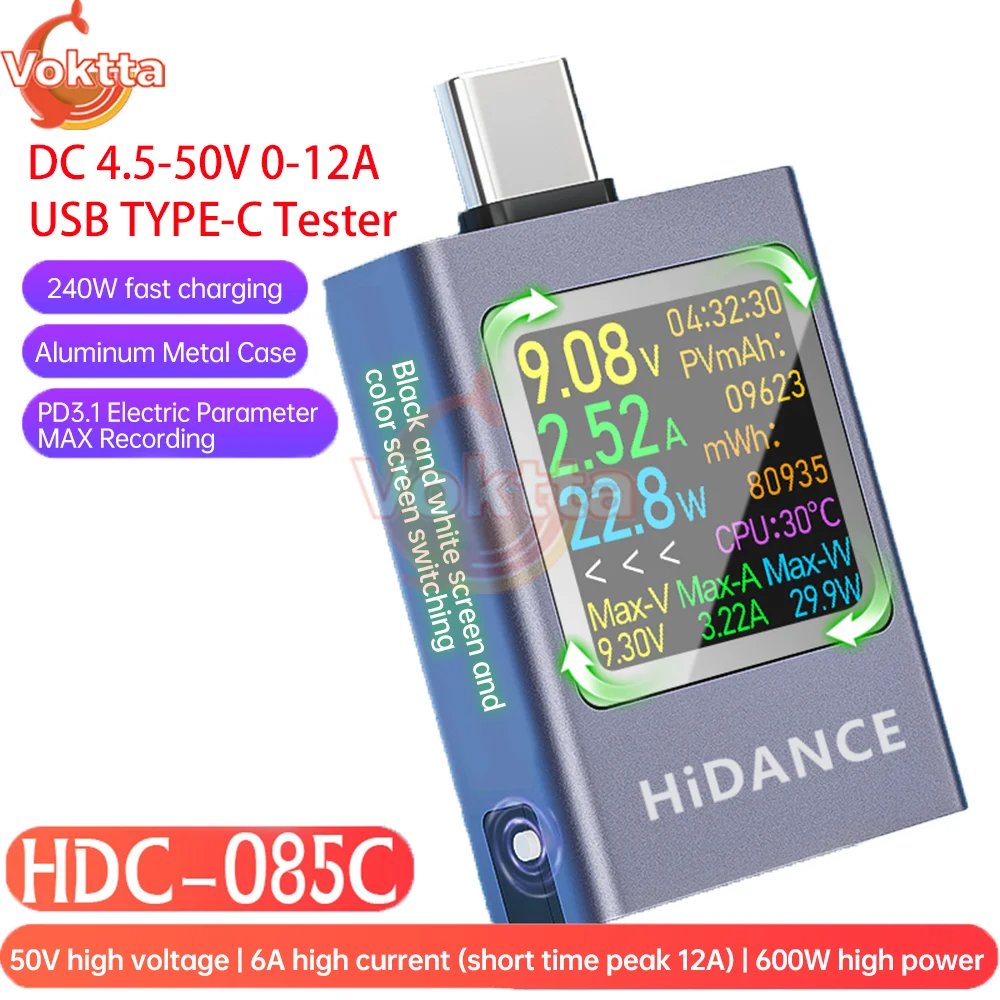 USB-Type-C-Tester-LED-Display-Voltmeter-Ammeter-DC-Current-Voltage ...