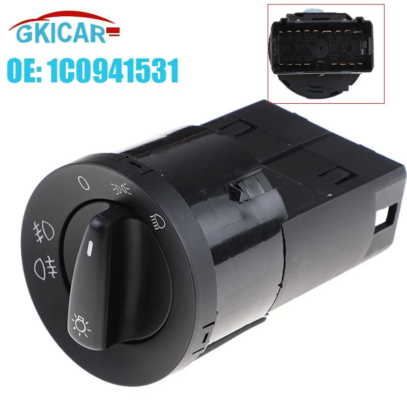 1C0941531 17 Pins Headlight Fog Light Switch 1C0941531A For VW ...