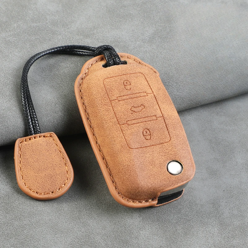 Leather-Car-Flip-Key-Case-Cover-for-VW-Volkswagen-Polo-Golf-Passat ...