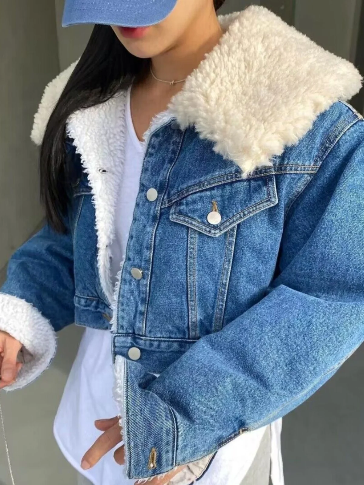 South-korea-Chic-Autumn-and-Winter-Temperament-Lamb-Wool-Lapel-Single ...