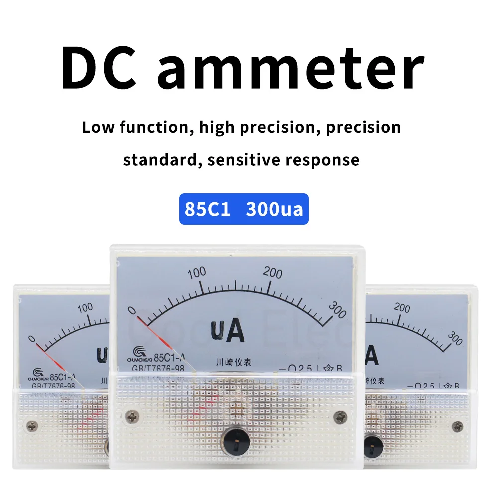1PCS 85C1 50uA 100uA 200uA 300uA 500uA DC Analog Pointer Current Meter ...