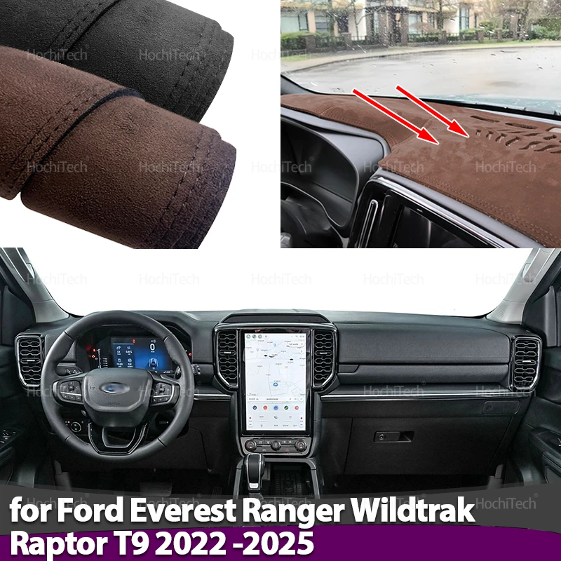 Suede Leather Dashmat Dashboard Cover Black Instrument Panel Sunscreen ...