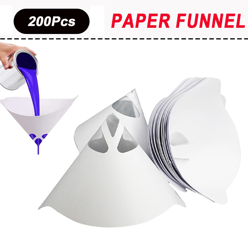 200 팩 페인트 필터 수지 필터 일회용 메쉬 종이 페인트 필터 콘 휴대용 가정용 에어 브러시 페인트 필터 종이 깔때기 자동차