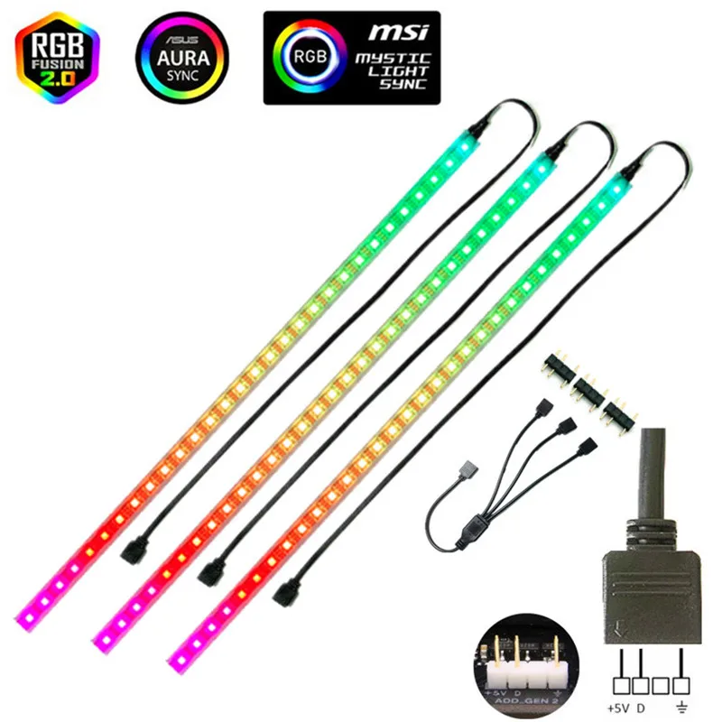 PC Case LED Light 5V 3PIN WS2812B Addressable Pixel LED Strip For ASUS ...