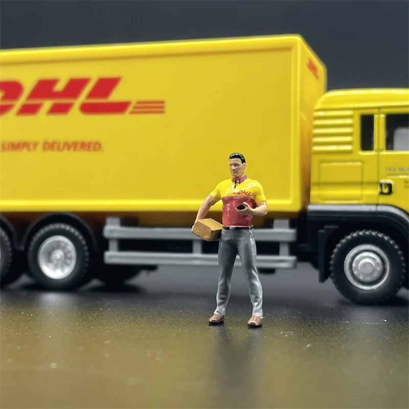 1/64 Scale Model DHL Courier Figures and DHL Truck Diecast Alloy Car ...