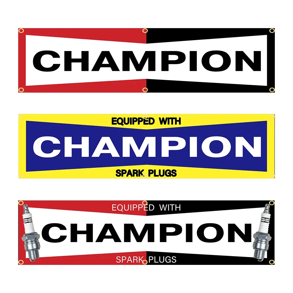 60XKampcm-Champions-Spark-Plugs-Banner-Polyester-Feel-Tapisserie-imprim ...