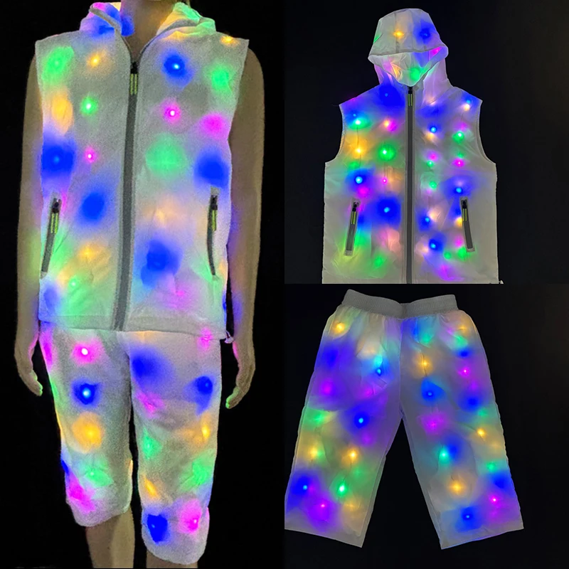 Led Electronic Lighting Dance Costume Waterproof Waistcoat Pants Night ...