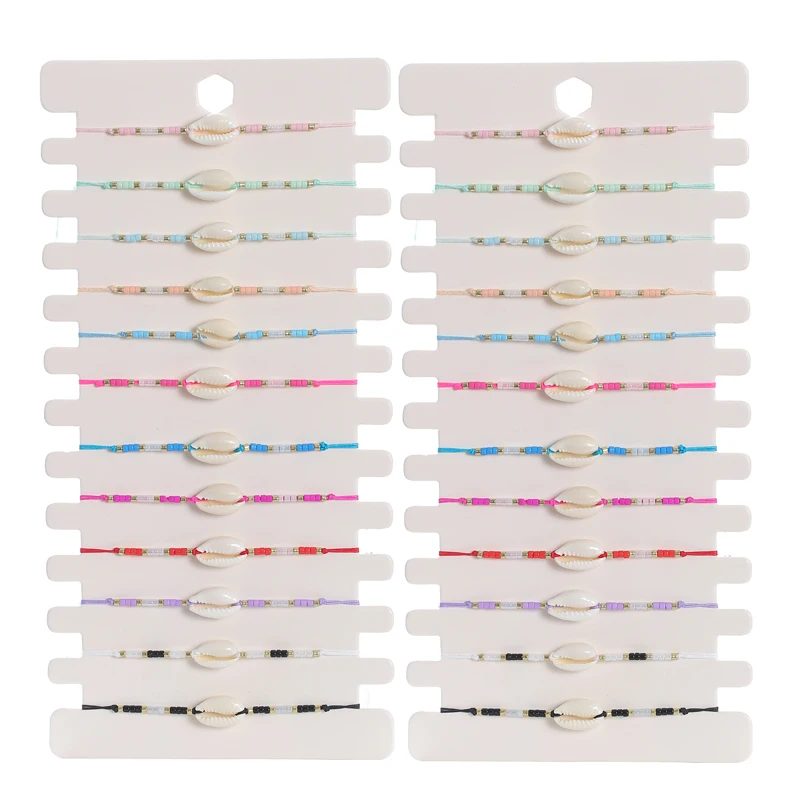 12pcs-lot-Shell-Handmade-Adjustable-Charms-Bracelet-Set-Colorful-Rope ...