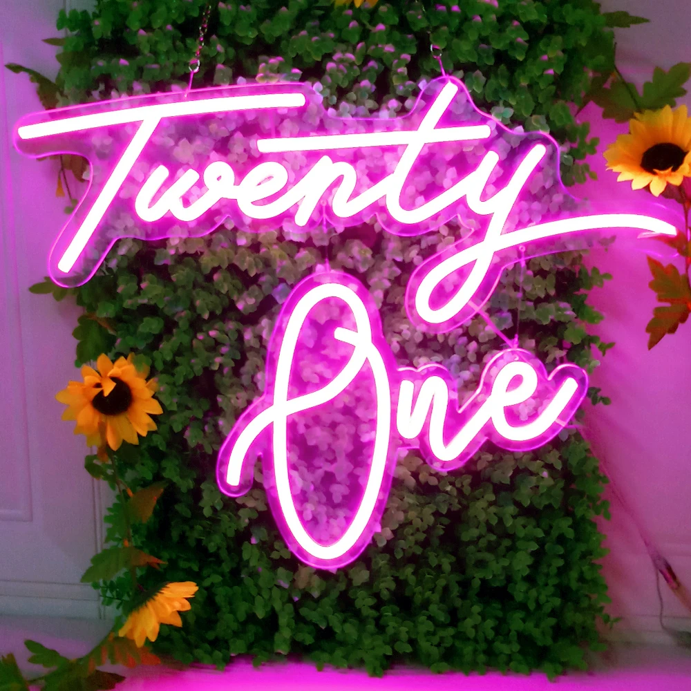 Custom-Sign-56x33cm-Twenty-One-Neon-Sign-Transparent-Acrylic-Base-with ...