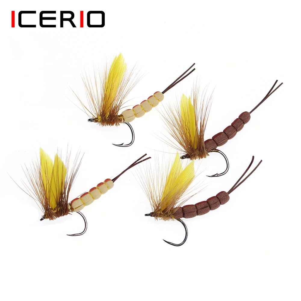 ICERIO-3PCS-Yellow-Wing-Mayfly-Foam-Tail-Dry-Fly-Trout-Fishing-Lure ...